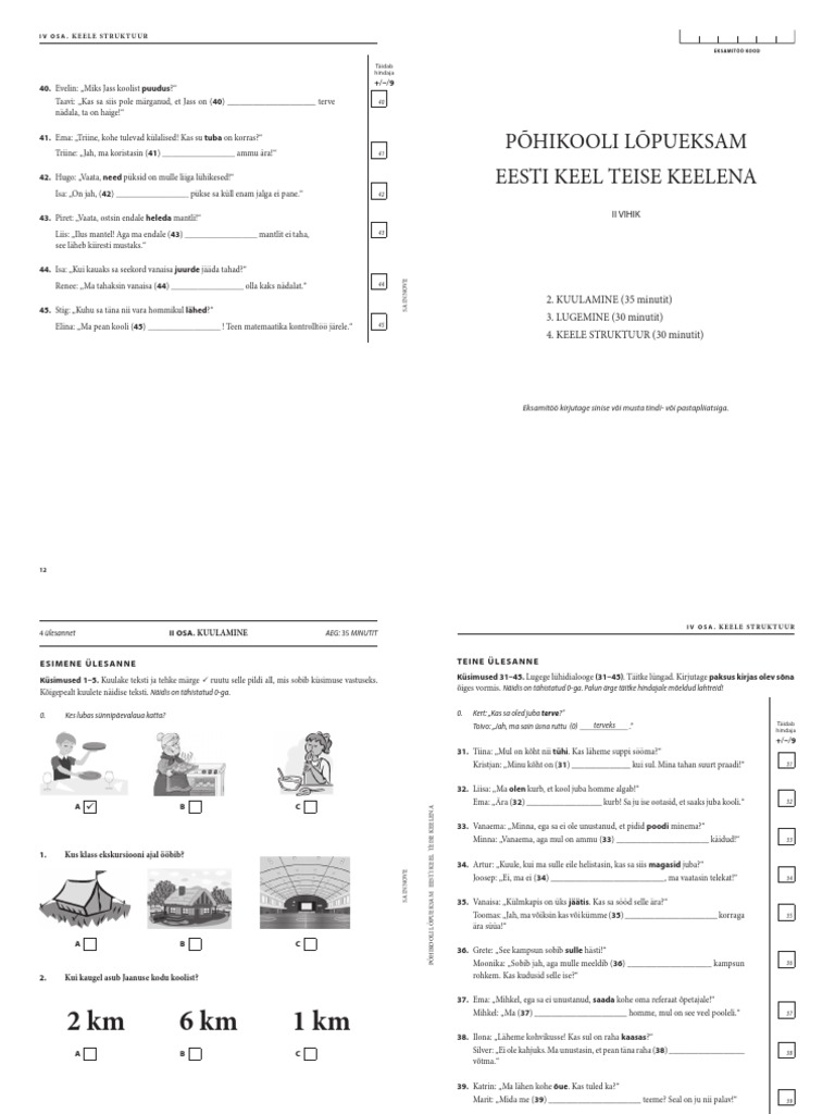 Eksamitöö II Vihik (PK Eesti Keel Teise Keelena) | PDF
