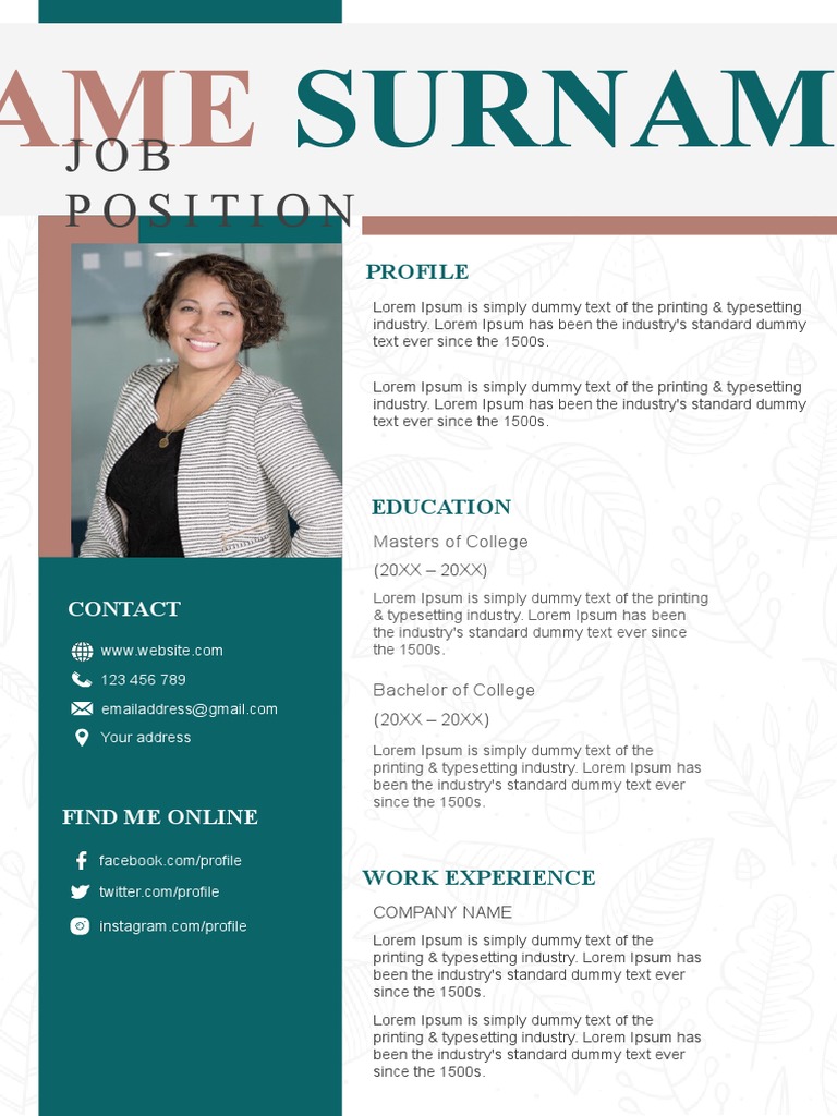 Resume Format Example With Contact Details | PDF | Text