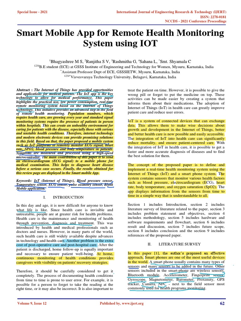IoT App for Remote Health Monitoring | PDF | Monitoring (Medicine ...