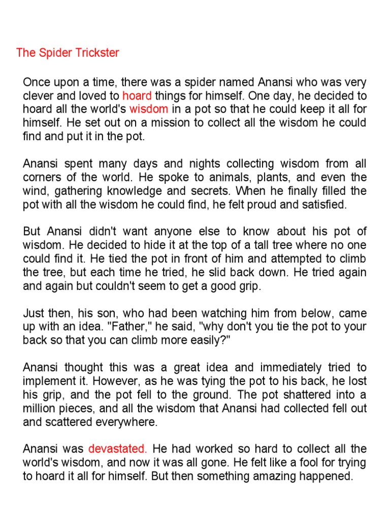 Trickster Spider | PDF | Anansi | Wisdom