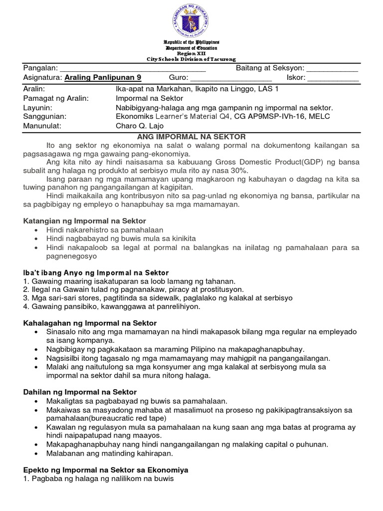 Ap9 Quarter4 Week7 Las1 | PDF