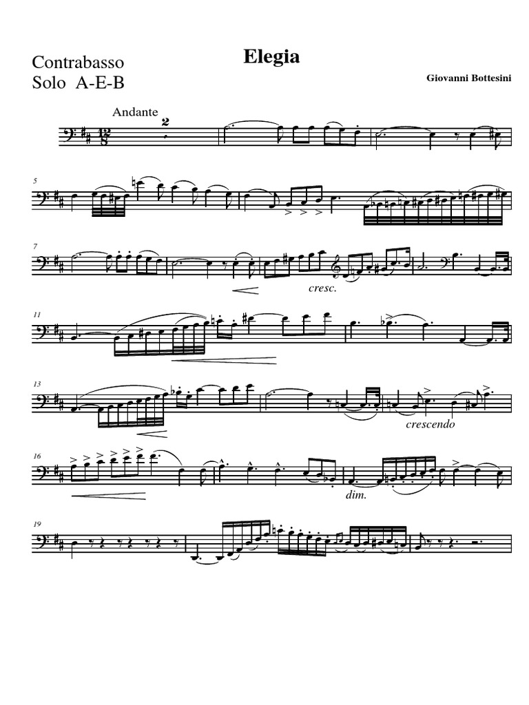 Elegia N. 1 - Solo - Contrabasso Solo a-E-B | PDF