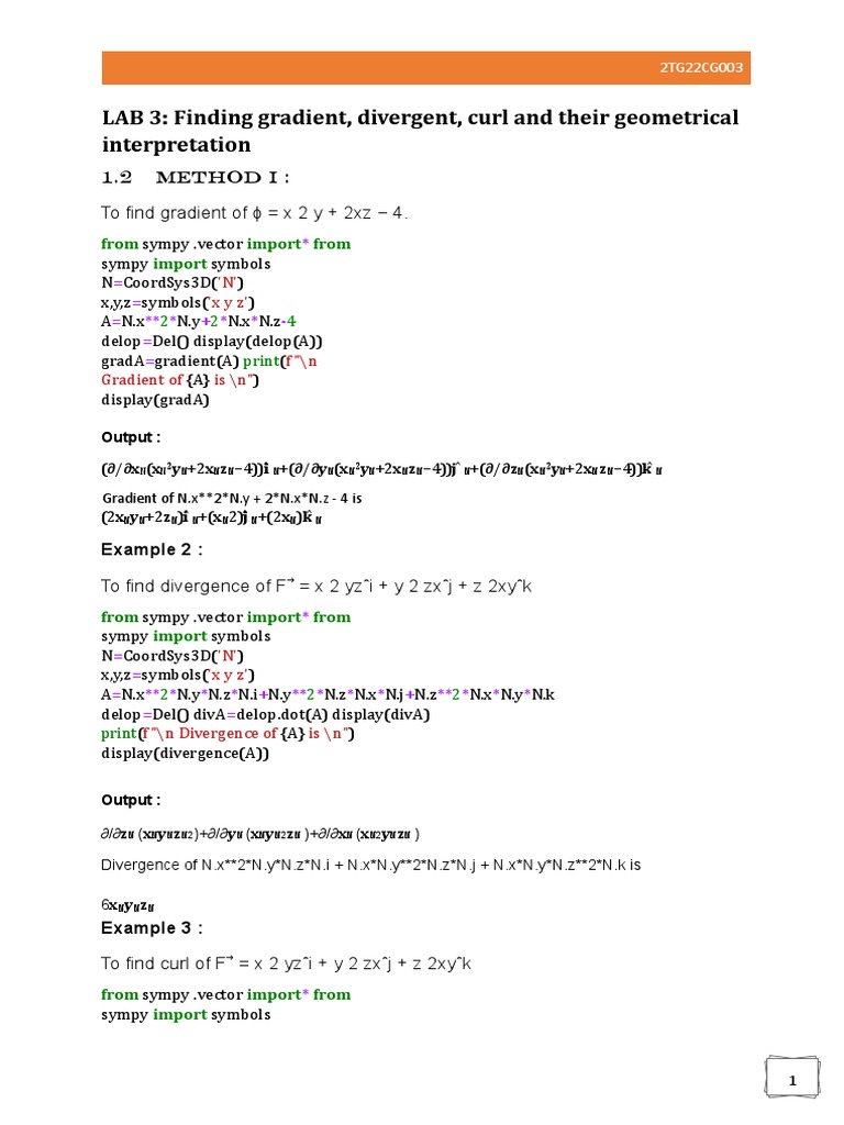 Lab 3 | PDF | Gradient | Divergence