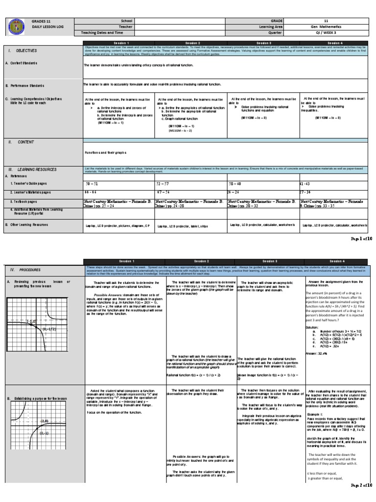 G11 Qi Week3 | PDF | Function (Mathematics) | Asymptote