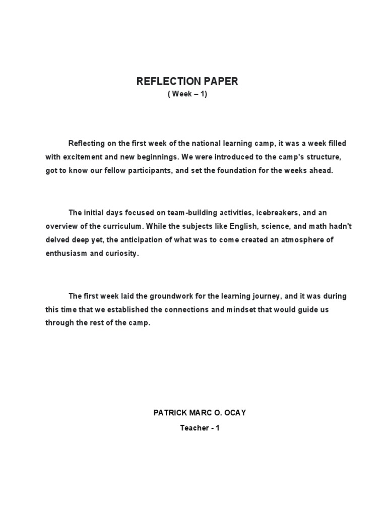 Reflection Paper | PDF | Learning | Teachers