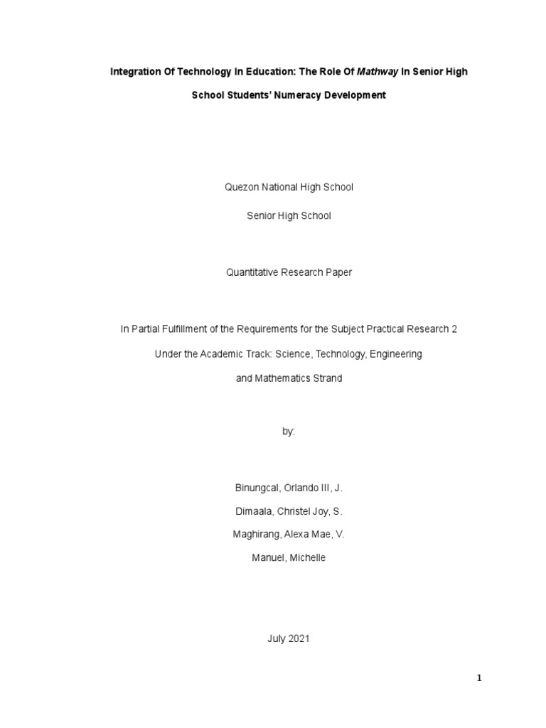 Mathway's Impact on Senior High Numeracy | PDF | Educational Technology ...