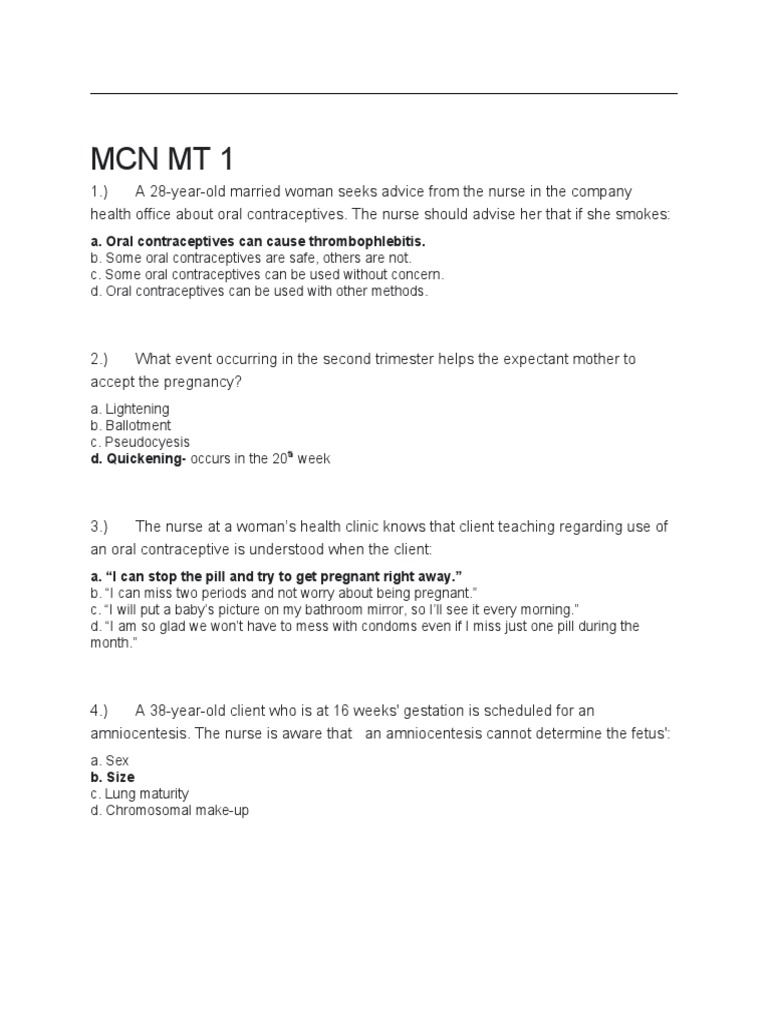 MCN MT 1 | PDF | Childbirth | Pregnancy