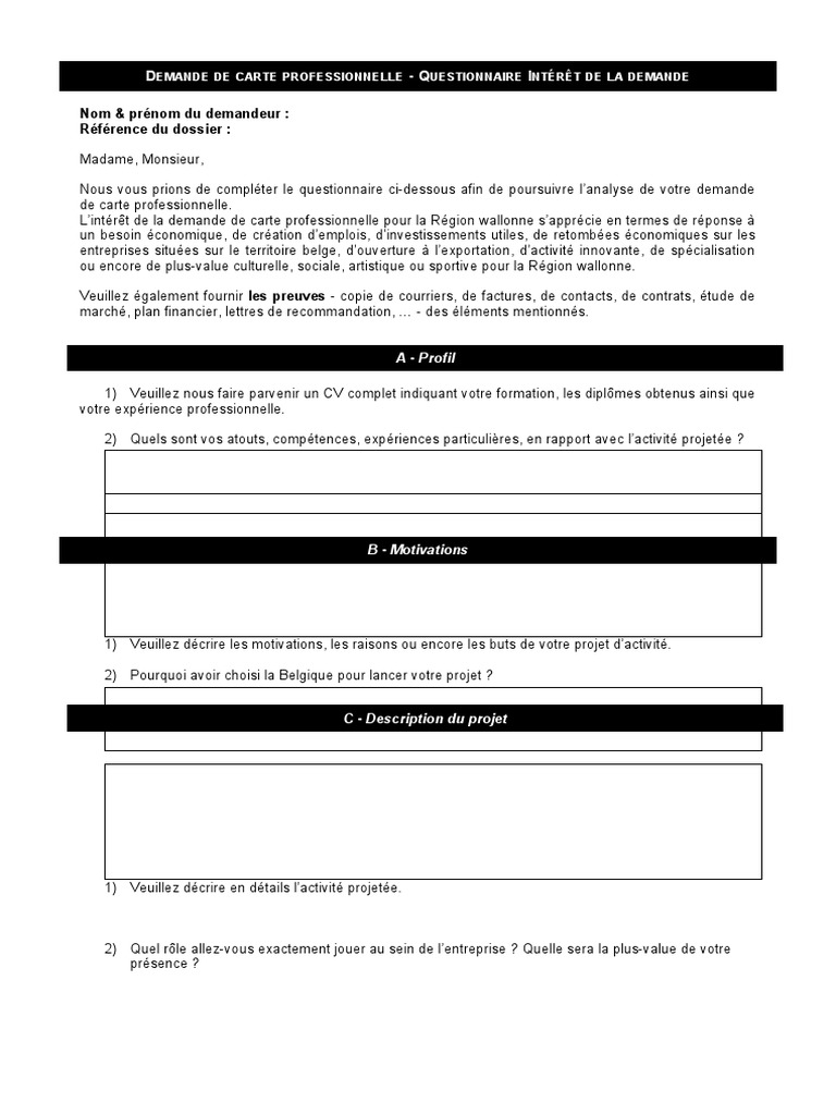 Questionnaire Interet Economique Demande | PDF | Business | Investir