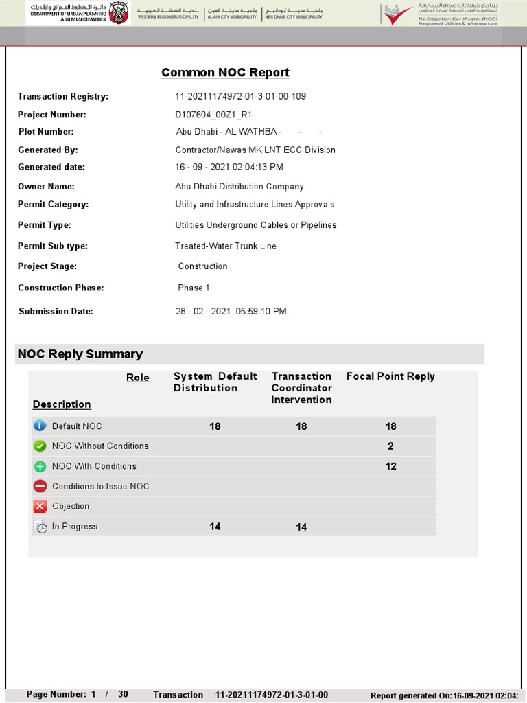 NOC Approval Summary for Abu Dhabi | PDF | United Arab Emirates