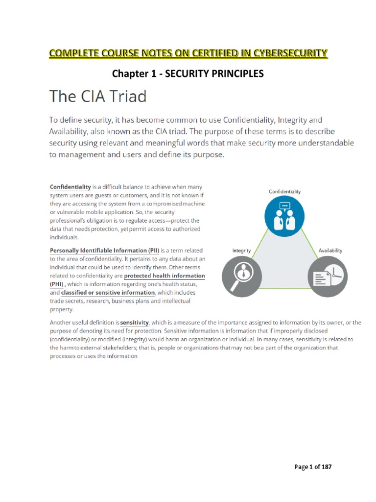 Certified In Cybersecurity Full Course Notes Chapters 1 5 Pdf Information Age Public Safety