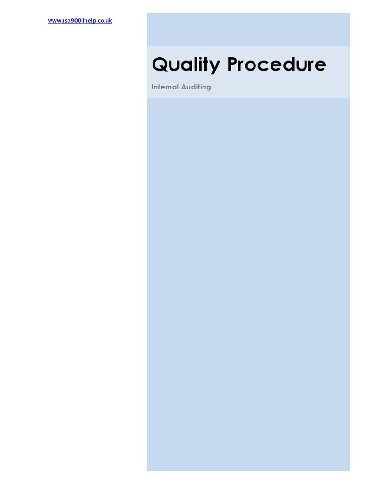 QMS Internal Auditing Procedure | PDF | Audit | Internal Audit