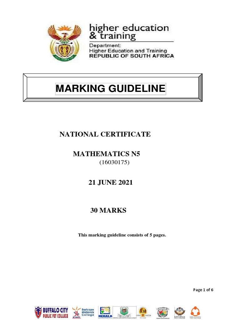 N5 Mathematics Exam Marking Guide | PDF | Teaching Methods & Materials