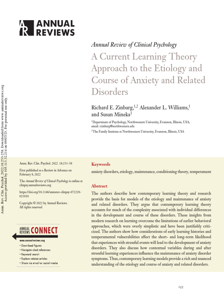Anxiety Pdf Phobia Classical Conditioning