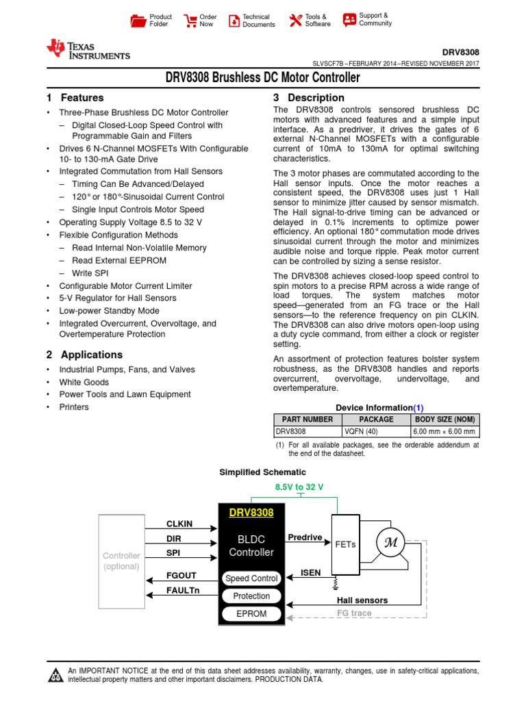 DRV8308 BLDC Motor Controller Guide | PDF | Electric Motor | Electrostatic Discharge