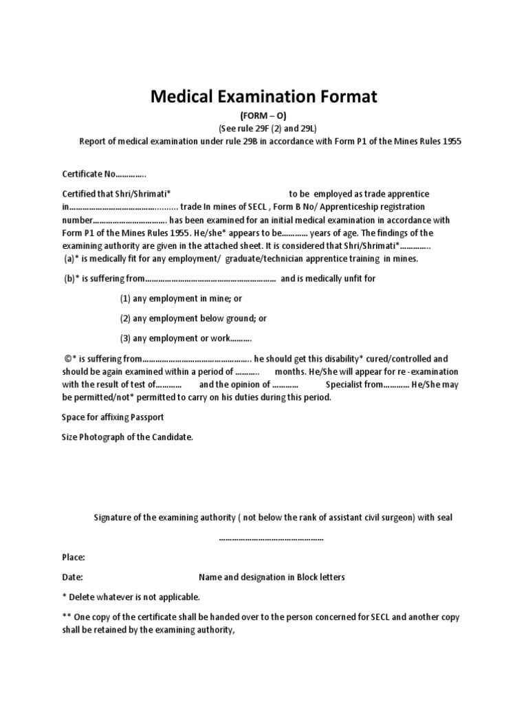 Form o Medical Format | PDF | Apprenticeship | Medical Specialties
