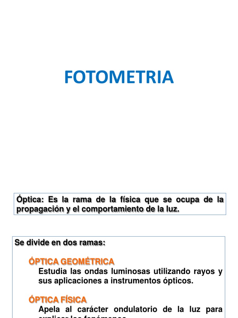 Fundamentos de Fotometría Óptica | PDF | Ligero | Radiación ...