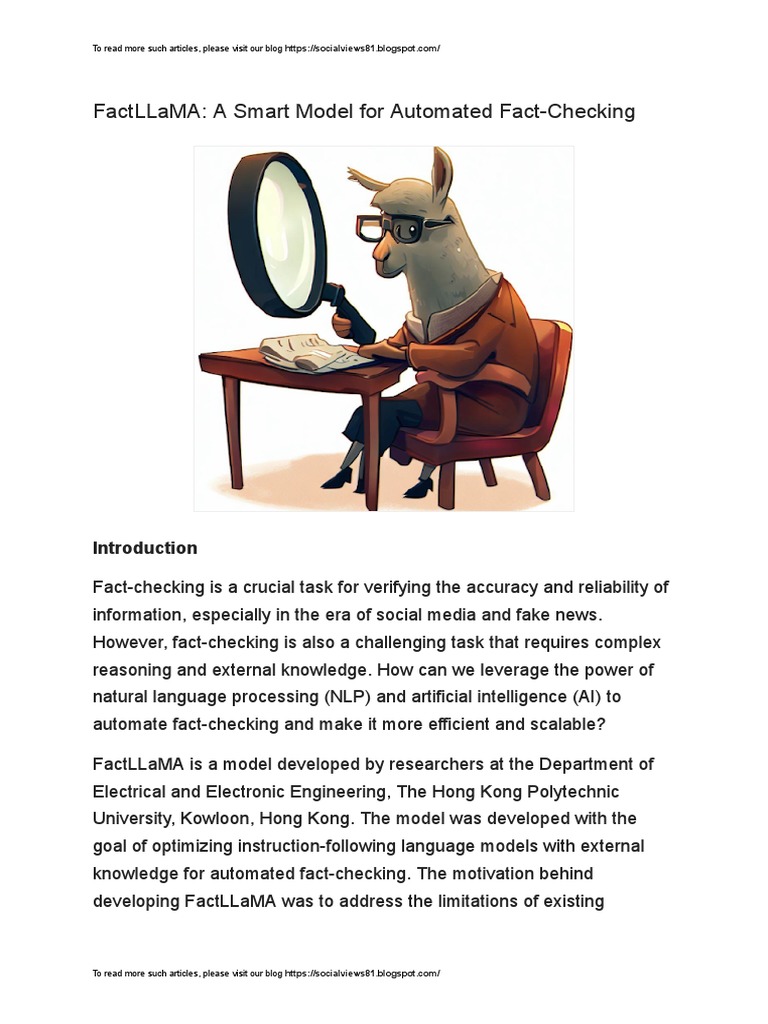 FactLLaMA: A Smart Model For Automated Fact-Checking | PDF | Intelligence | Cognition