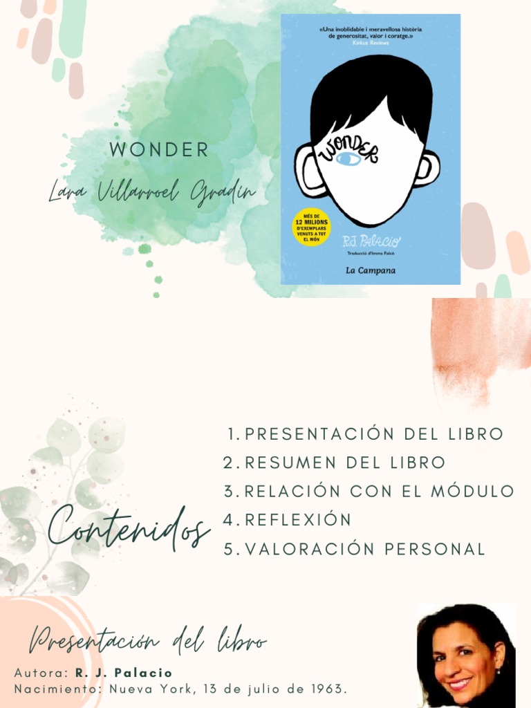 Resumen del libro "Wonder" | PDF