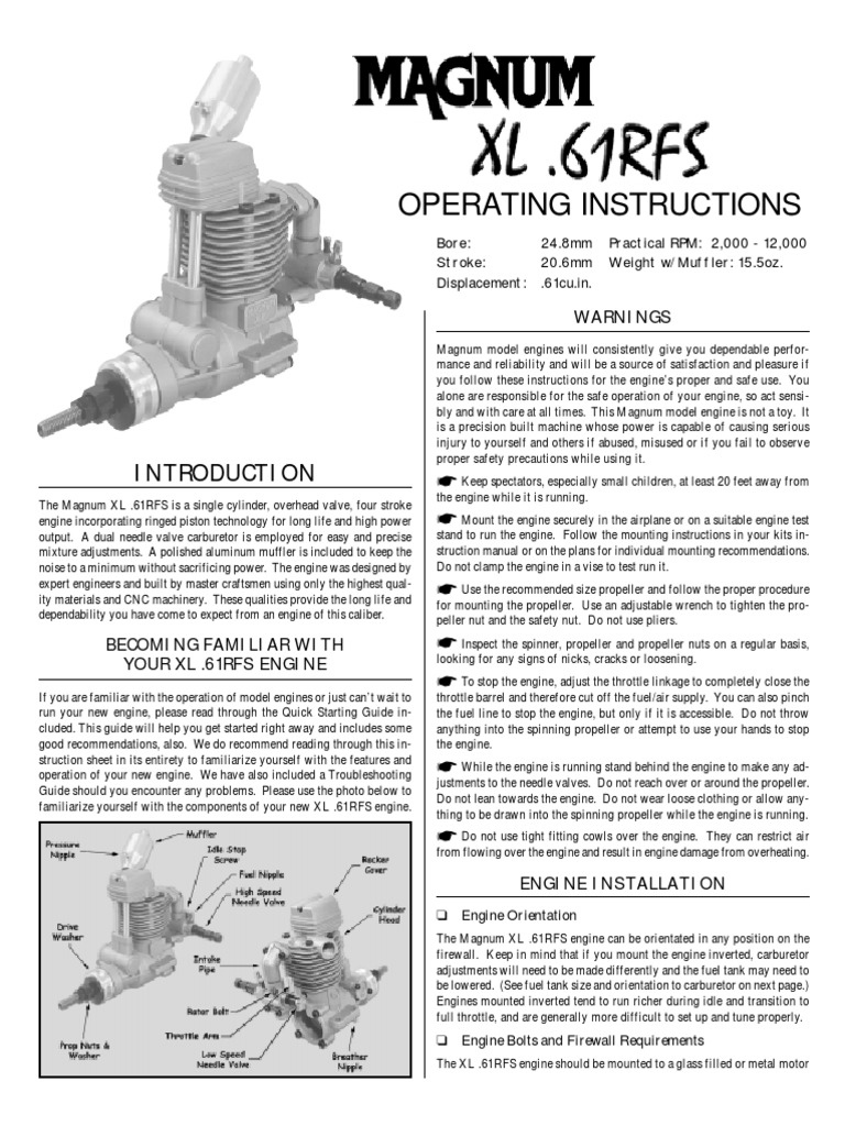 Operating Instructions: Warnings | PDF | Carburetor | Throttle