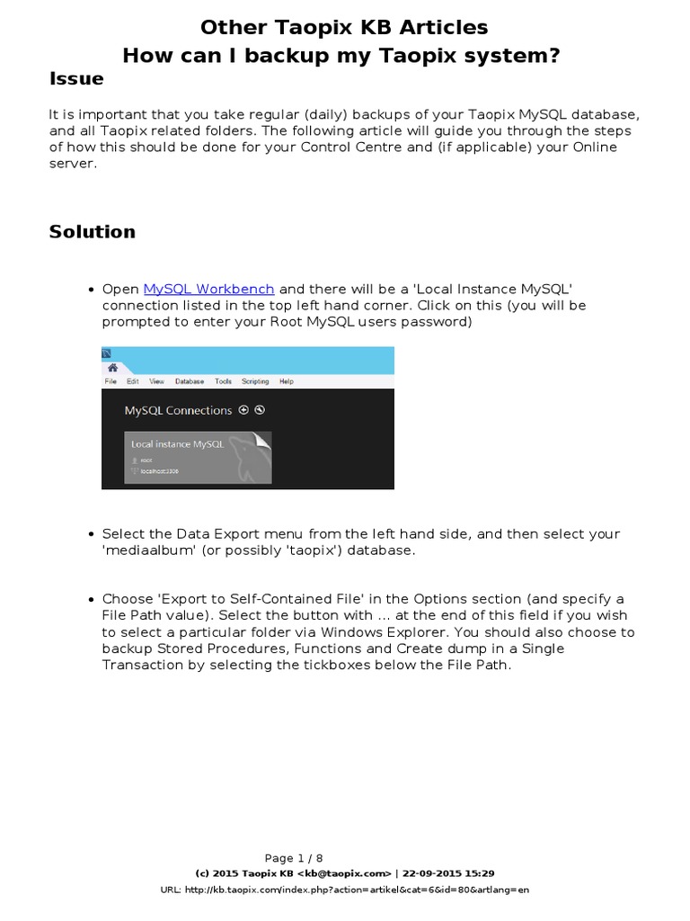 TaoPix Backup FAQ-80-en | PDF | My Sql | Databases