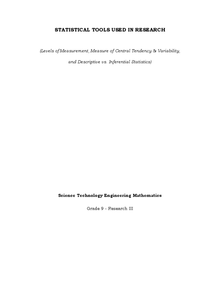 Statistical Tools Used in Research | PDF | Statistics | Level Of ...