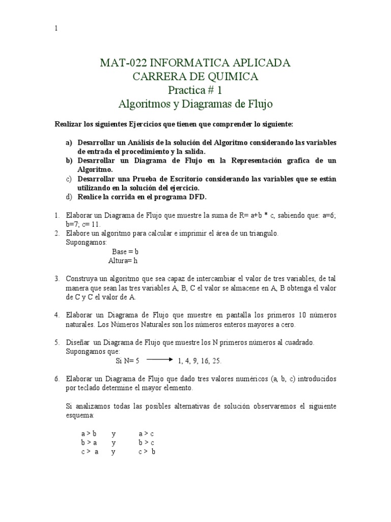 Practica 1. DIAGRAMAS | PDF | Algoritmos | Matemáticas Aplicadas