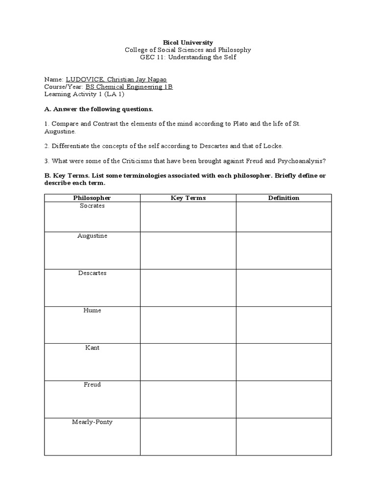 UTS Learning Activity 1 (LA 1) | PDF