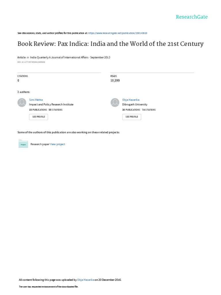 Pax Indica | PDF | Soft Power | Diplomacy