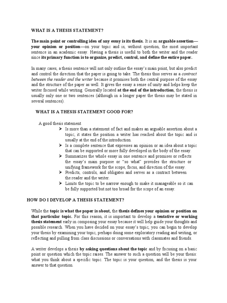 Topic and Thesis Statements | PDF | Thesis | Essays