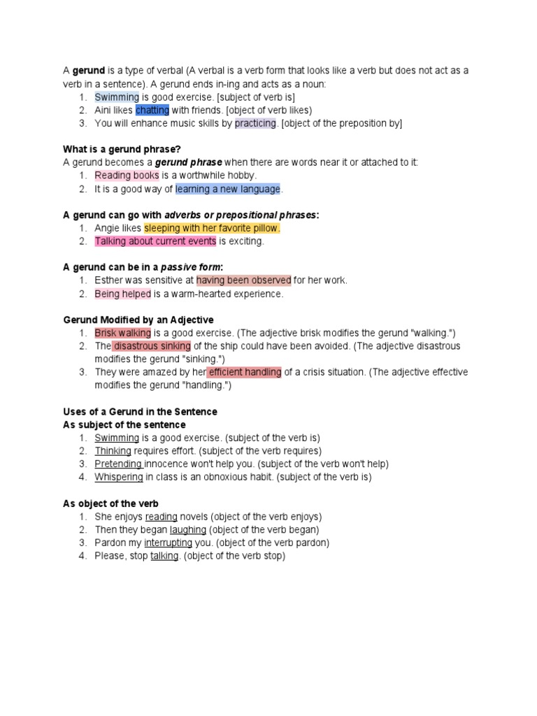 VERBALS | PDF | Verb | Preposition And Postposition