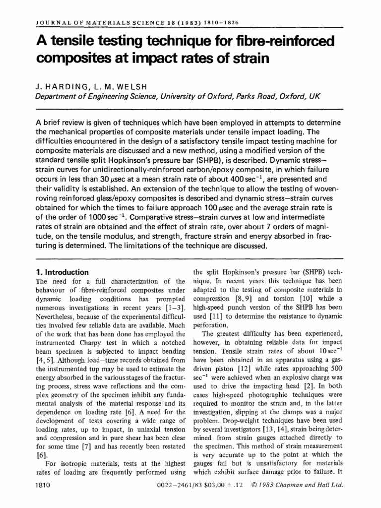 John Harding 1983 | PDF | Deformation (Engineering) | Composite Material