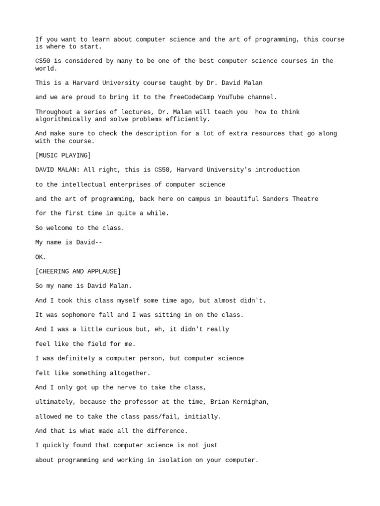 Harvard CS50 - Full Computer Science University Course - YouTube ...