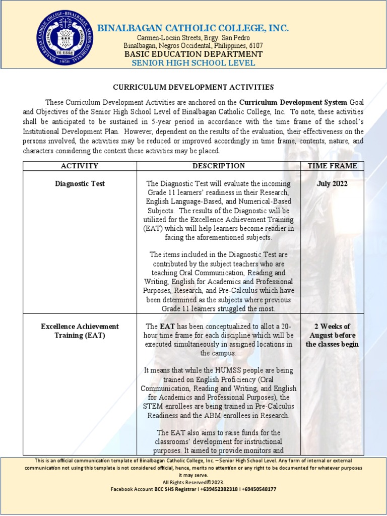 Curriculum Development Activities | PDF | Curriculum | Learning