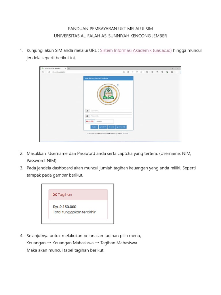 Panduan Pembayaran Ukt Melalui Sim | PDF