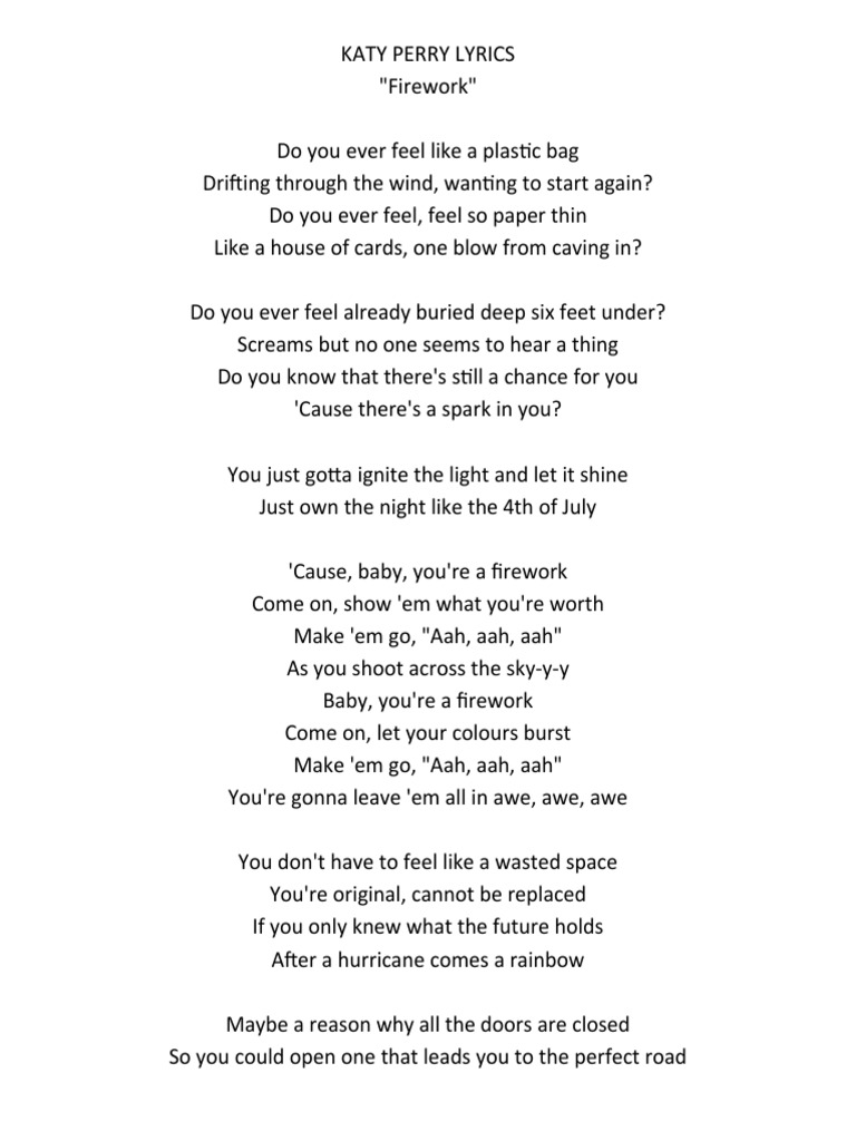 KATY PERRY Fireworks | PDF