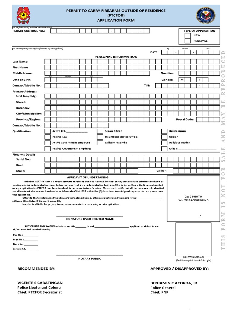 PTCFOR Application Form Acorda 20230911 | PDF