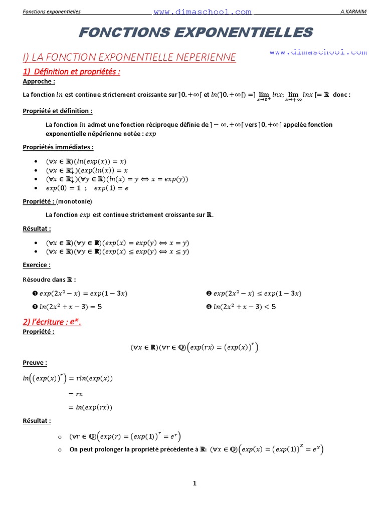 Fonctions Exponentielles Cours 2 | PDF | Limite (mathématiques) | Fonction (Mathématiques)