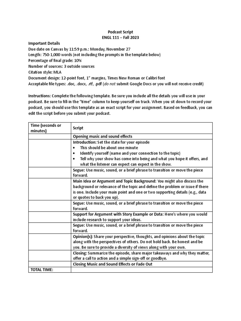 111 F23 Podcast Script | PDF