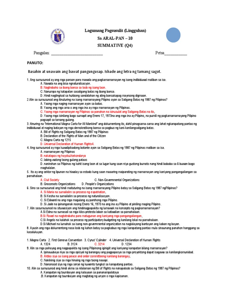 AP10 Q4 Summative | PDF