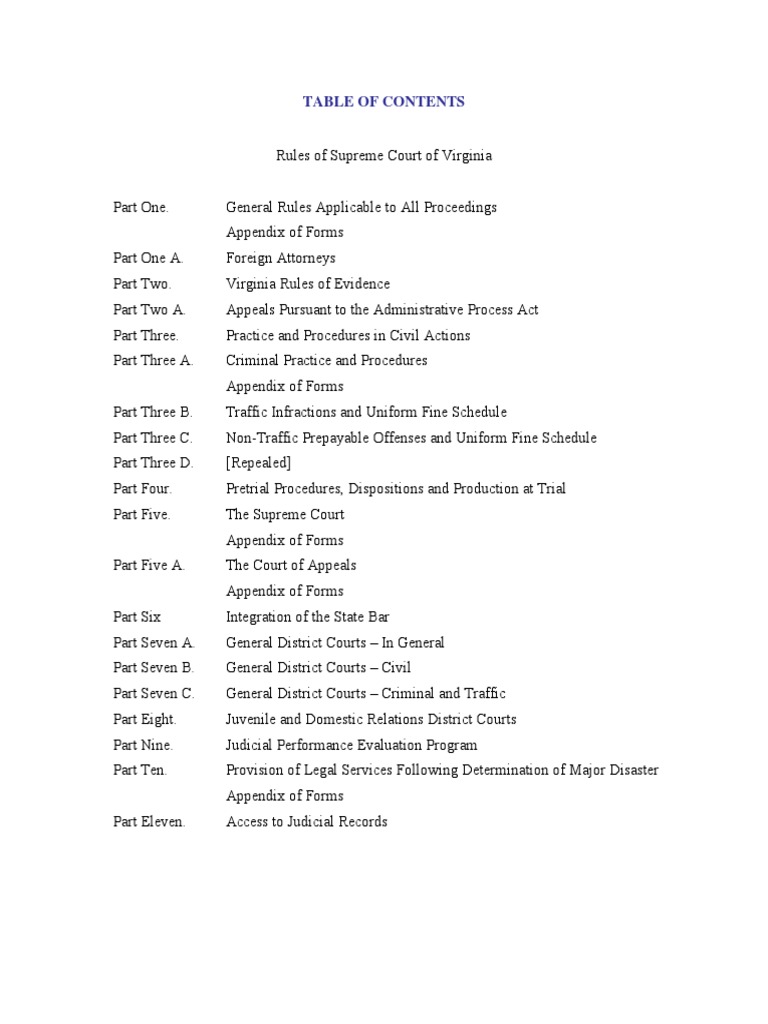 Virginia Supreme Court Rules Overview | PDF