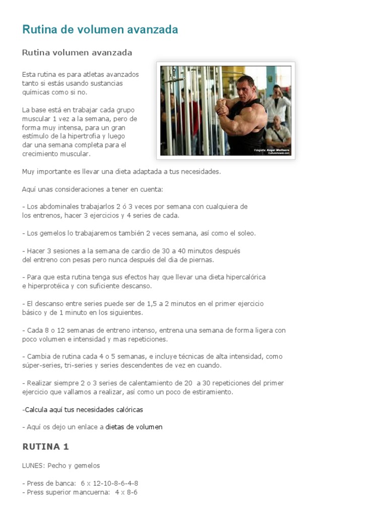 Rutina de Volumen Avanzada - Culturismo Total | PDF | Aptitud física ...