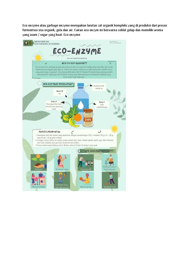 Eco Enzyme Atau Garbage Enzyme Merupakan Larutan Zat Organik Kompleks ...