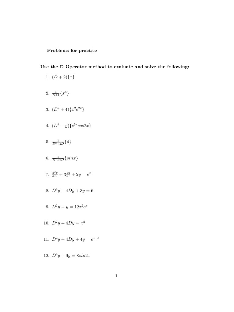 D Operator Problems | PDF