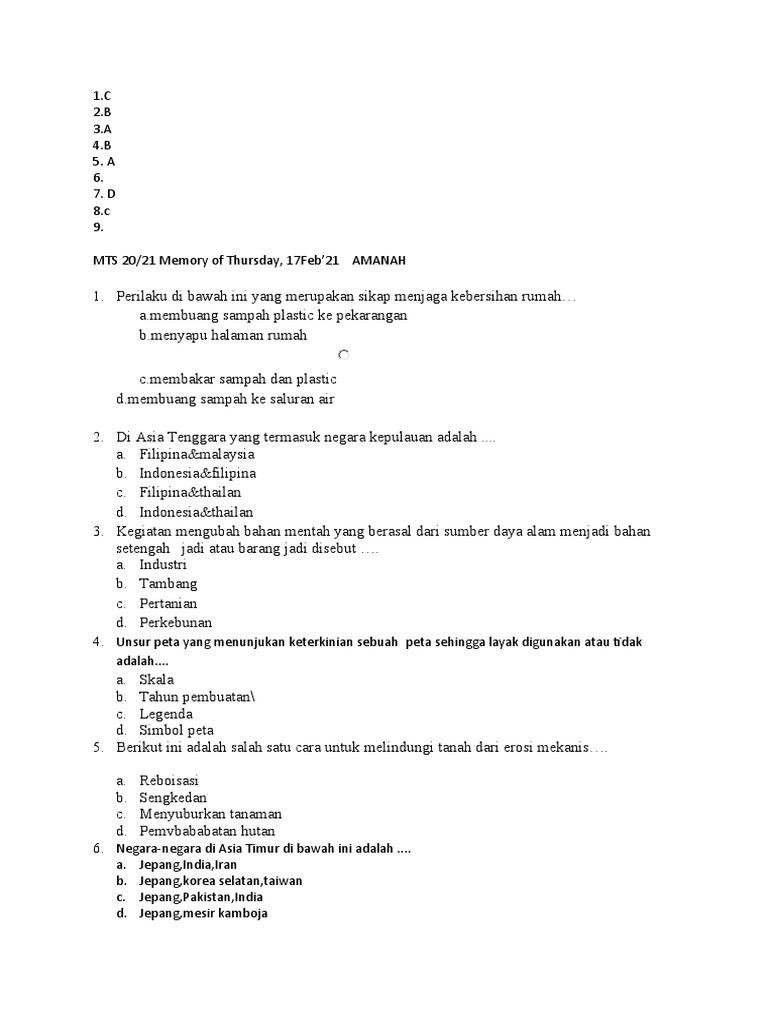 Contoh Soal Olimp IPS MTS | PDF