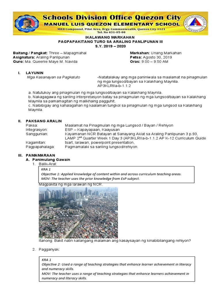 NAVIDA - AP3 - Q1 - Pinagmulan NG Mga Lungsod Sa Kalakhang Maynila | PDF