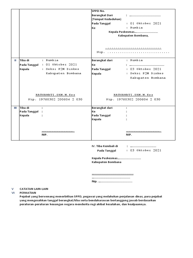 Contoh SPPD Pertemuan TB Anak | PDF