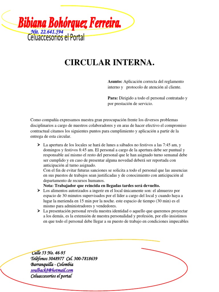 Circular Interna | PDF | Gestión de recursos humanos