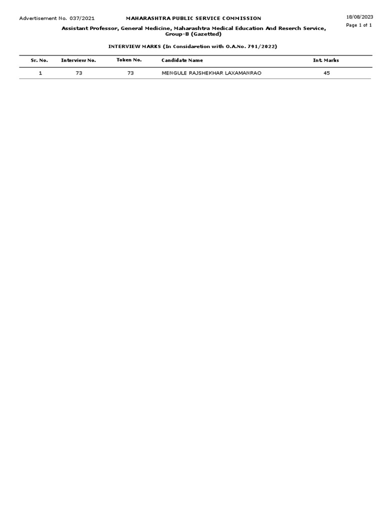 Maharashtra Public Service Commission Assistant Professor, General Medicine, Maharashtra Medical ...