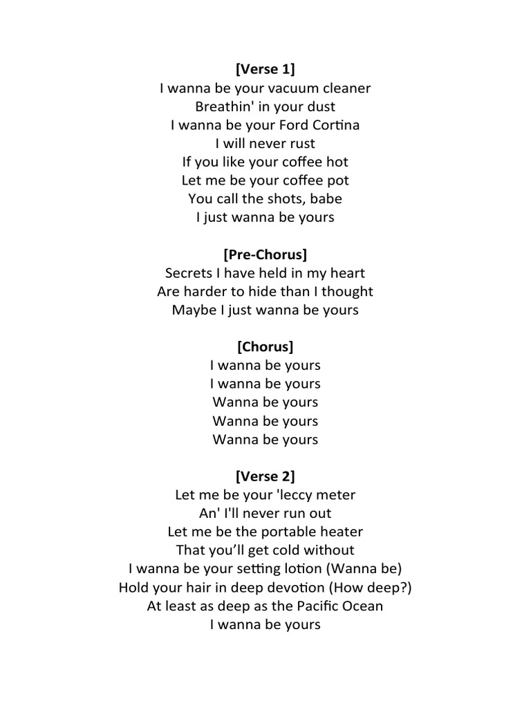 Wanna Be Yours LETRA | PDF