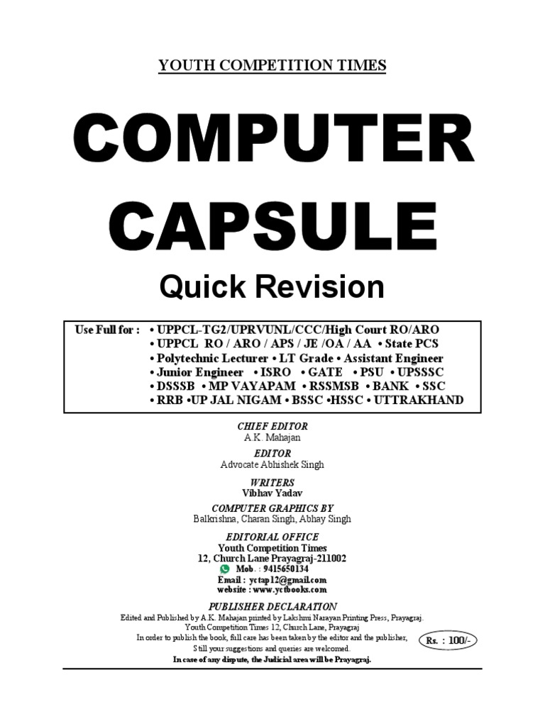 Computer Capsule by YCT | PDF | Computer Data Storage | Operating System